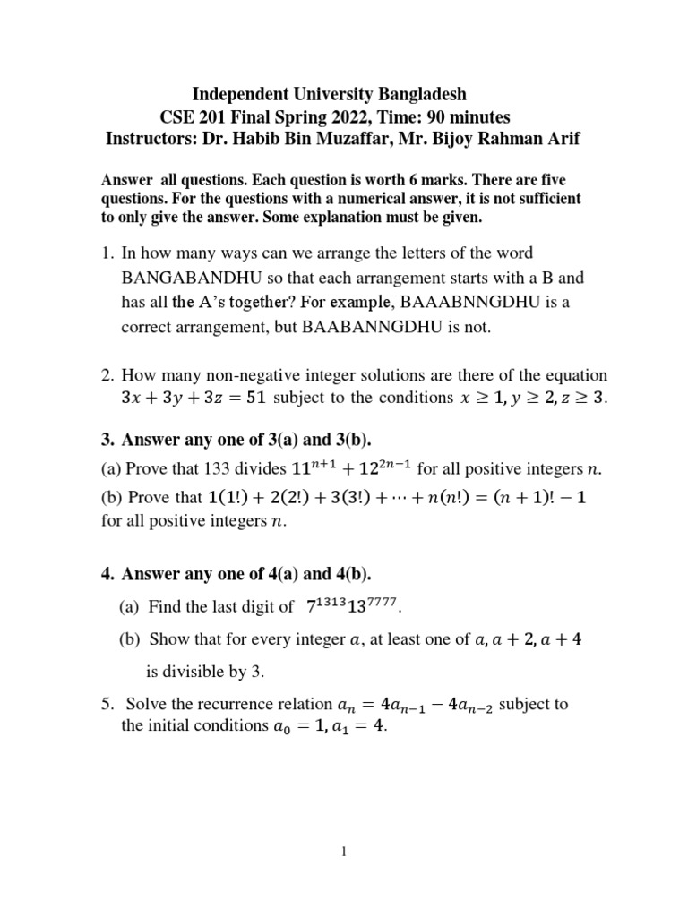 Disc Math Final Spring 2022 | PDF