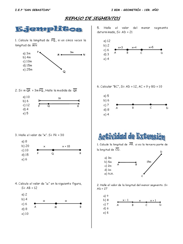 1ero - Repaso de Segmentos 2 | PDF | Métodos y materiales de enseñanza