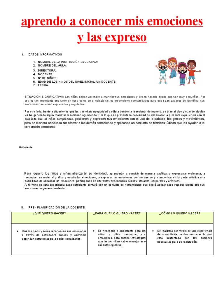 Gestión de Emociones en Niños Pequeños | PDF | Las emociones | Dibujo