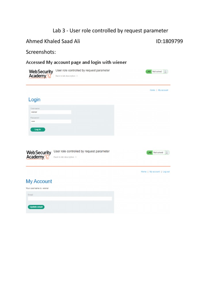 Lab 3 - User Role Controlled by Request Parameter | PDF