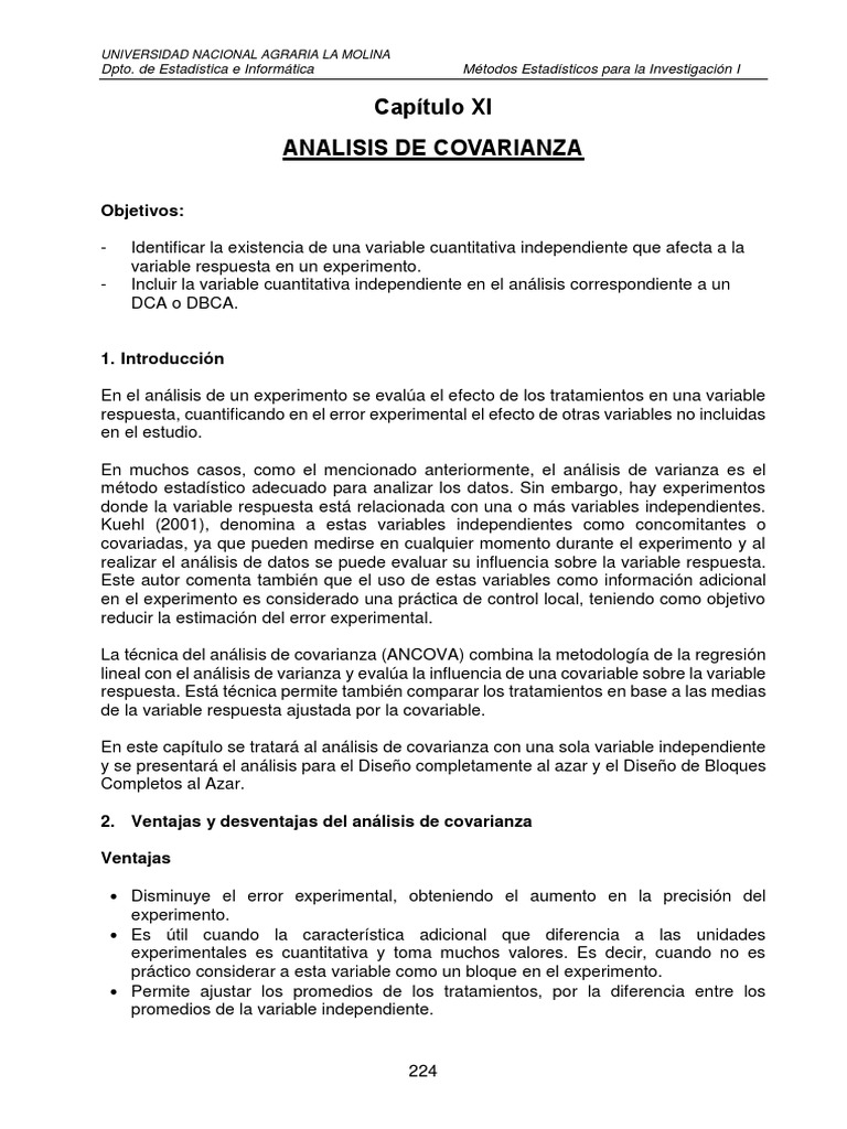 Análisis de Covarianza | PDF | Experimentar | Análisis de covarianza