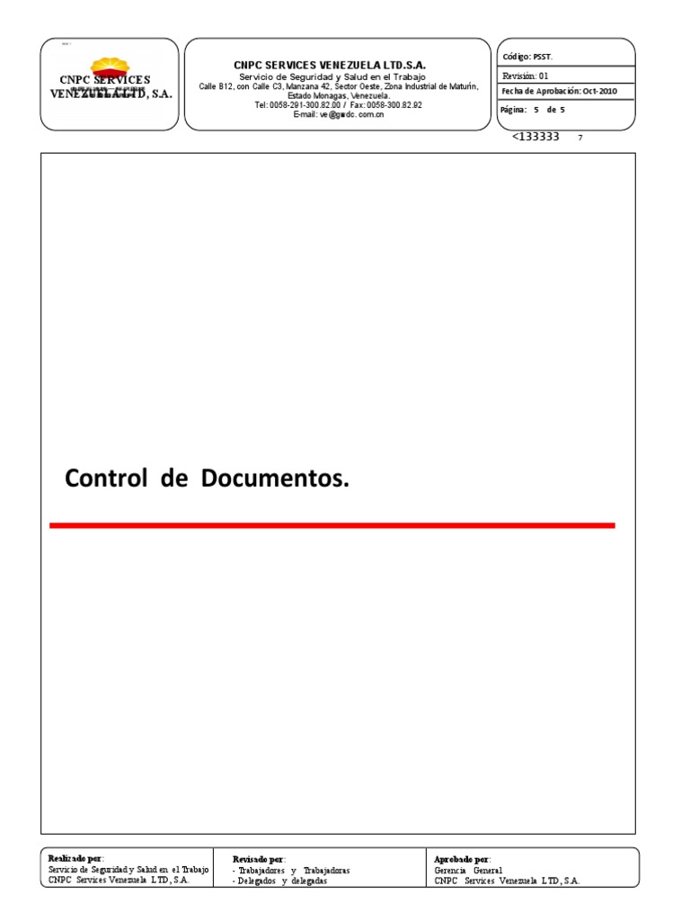 Control de Documentos | Descargar gratis PDF | Seguridad y salud ocupacional | Venezuela