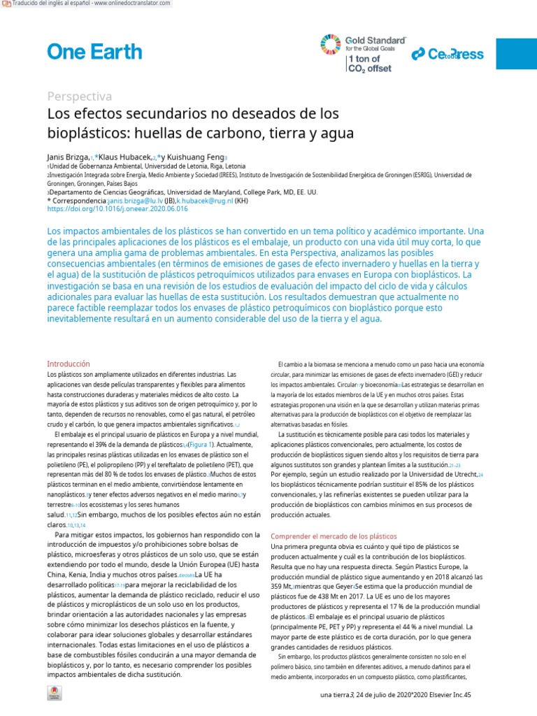 The Unintended Side Effects of Bioplastics - Water Footprints 2020 BRIZGA | PDF | El plastico ...