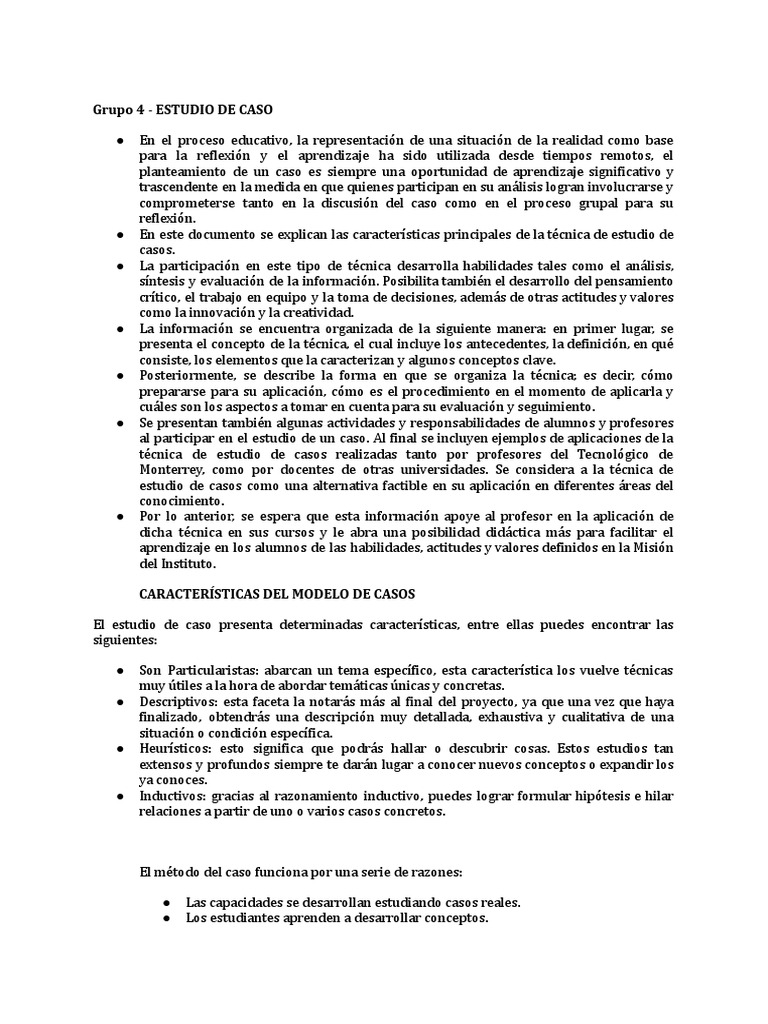 Estudio de Caso | PDF | Caso de estudio | Evaluación