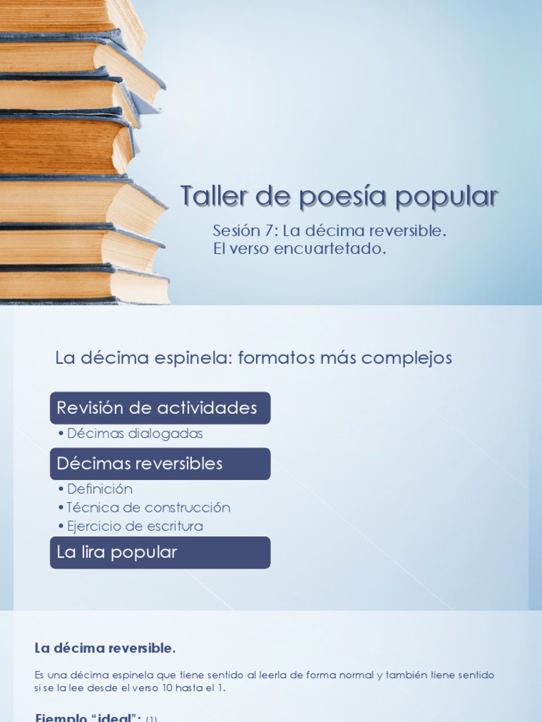 Ejemplos de décimas reversibles | PDF | Arte | Poesía