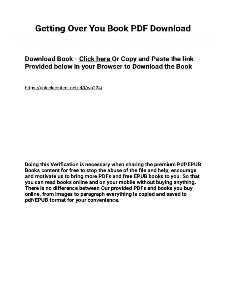 Getting Over You Book PDF Download | PDF | Business