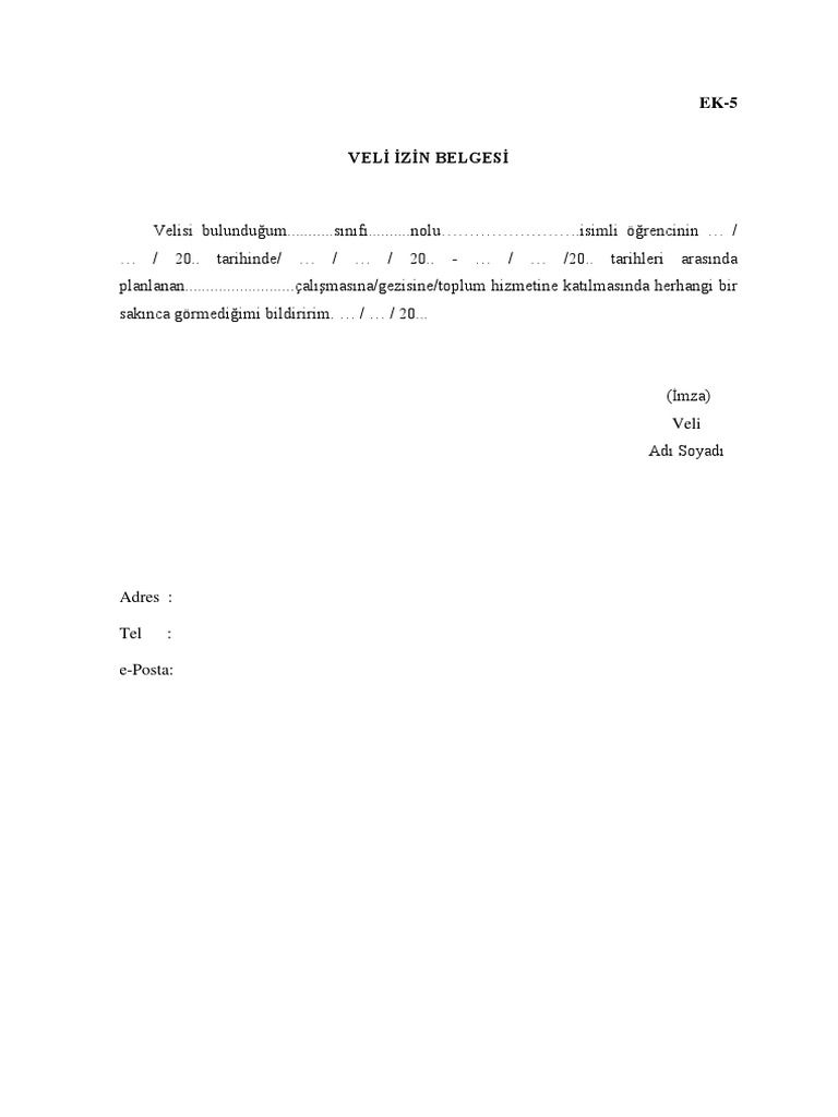 Veli İzin Belgesi | PDF