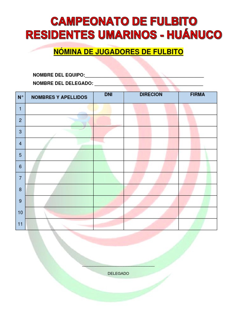 Nómina de Jugadores de Fulbito | PDF | Finanzas y dinero
