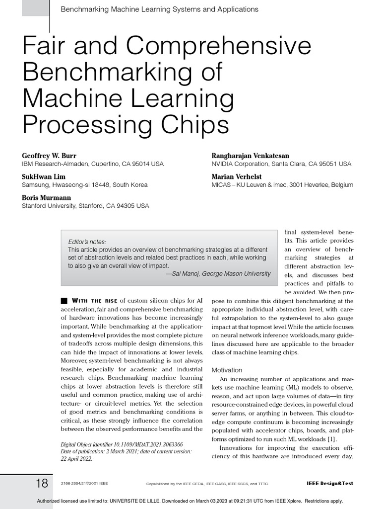 Fair and Comprehensive Benchmarking of Machine Learning Processing Chips | PDF | Program ...