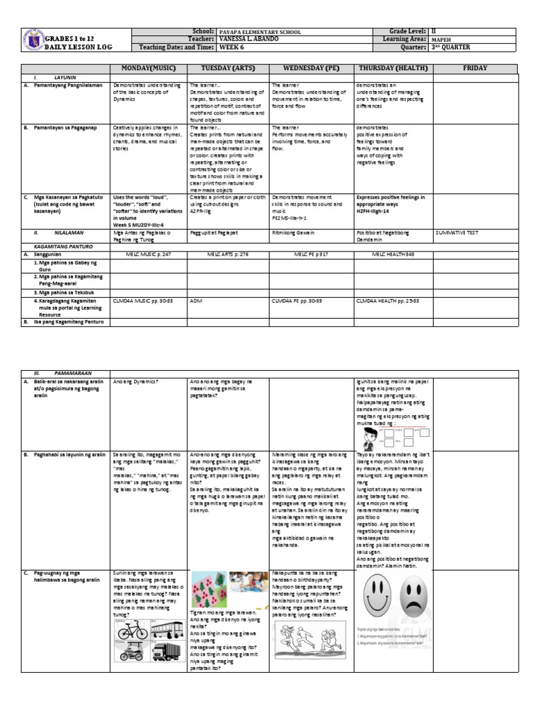 02mapeh-3RD Quarter Week 6 | PDF | Learning | Behaviorism