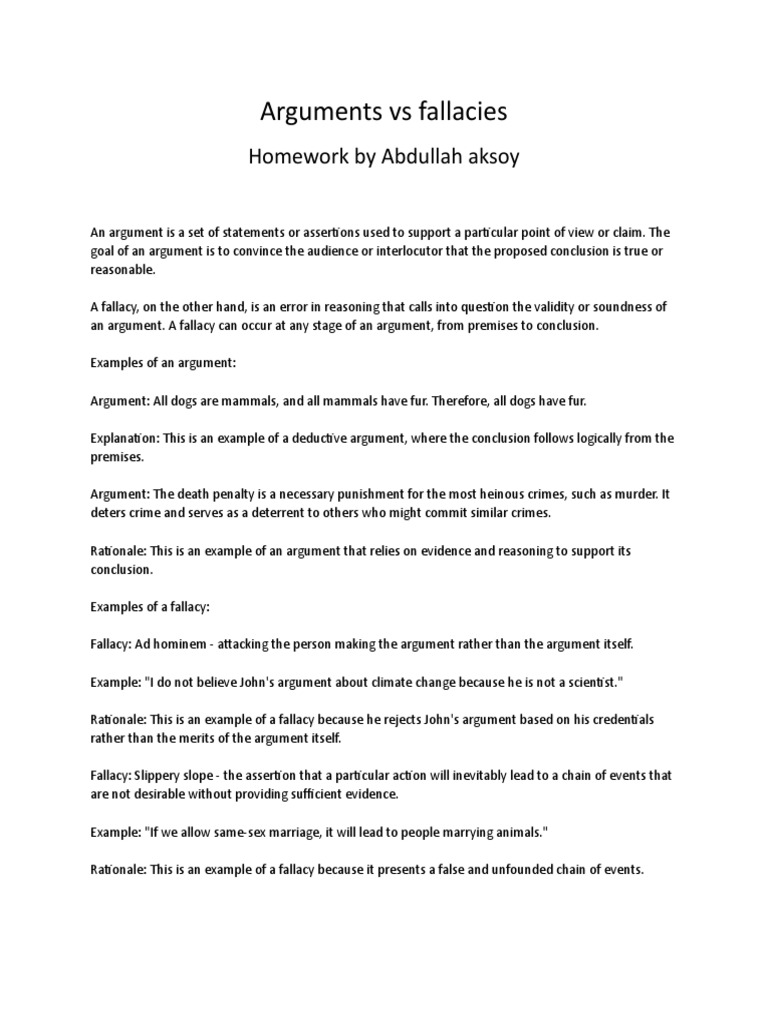 Arguments Vs Fallacies | PDF Arguments Vs Fallacies | PDF