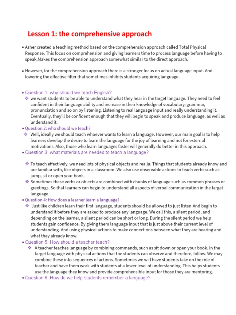 Lesson 1 | PDF | Second Language | Reading Comprehension