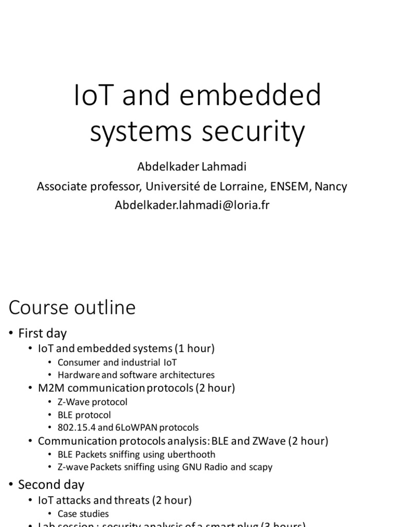 Iot and Embedded Systems Security | PDF | Internet Of Things | Internet