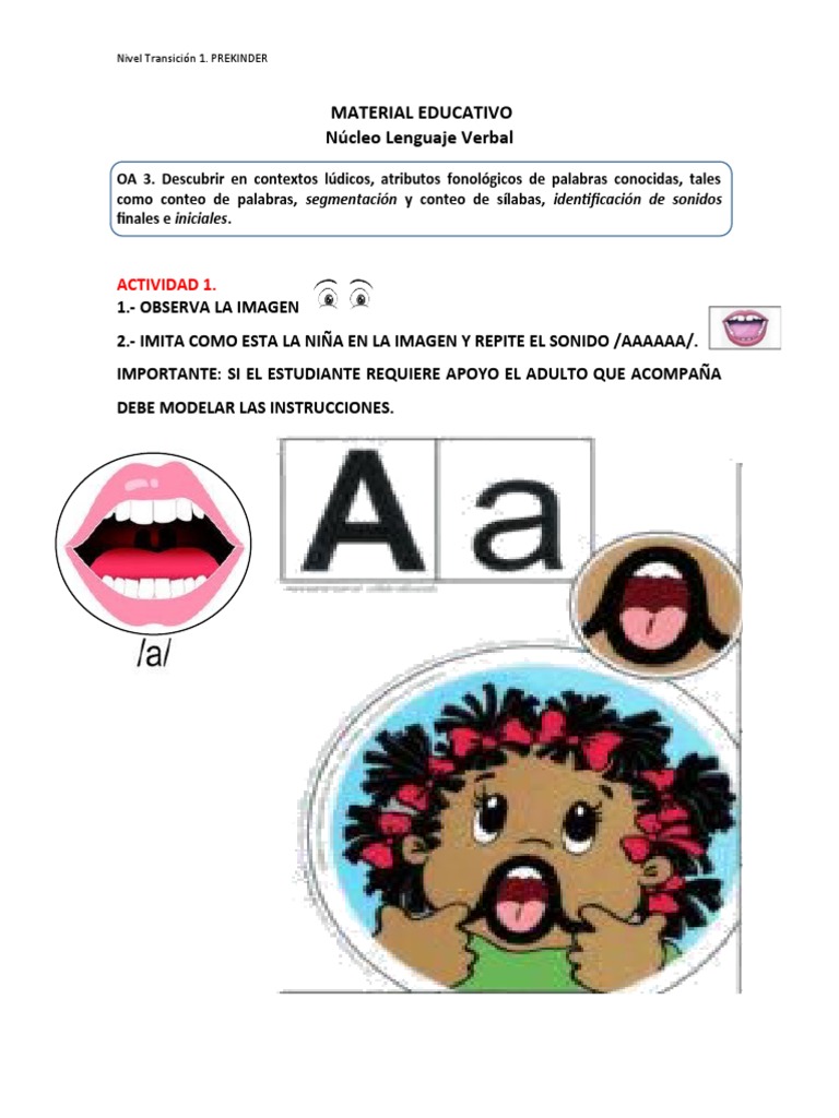 Guia Aprendizaje Prekinder _oa3 Lenguaje Verbal | PDF