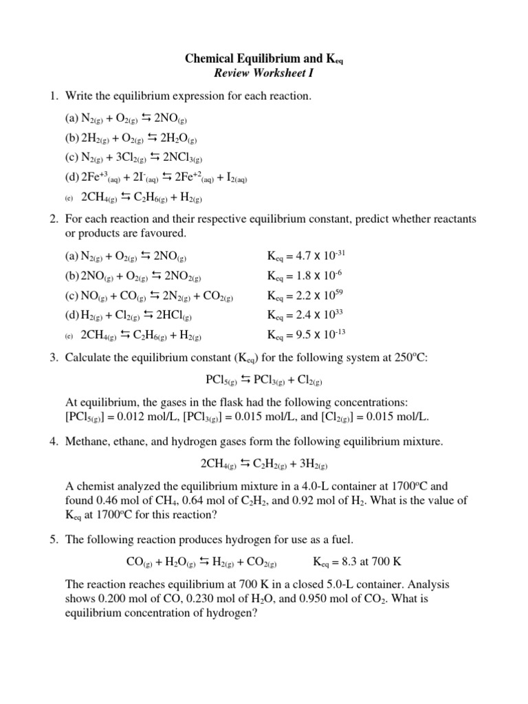 Ap Chemistry Equilibrium Worksheet 1 Conjugation And Resonance In