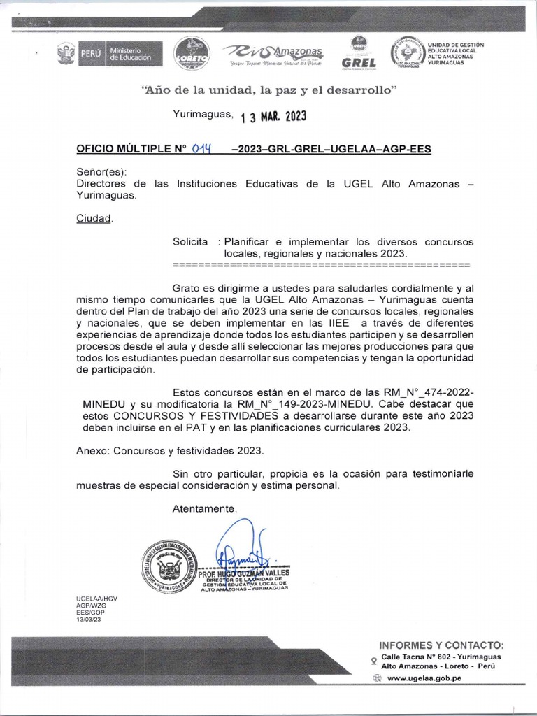 Oficio Multiple 014 Sobre Concursos | PDF