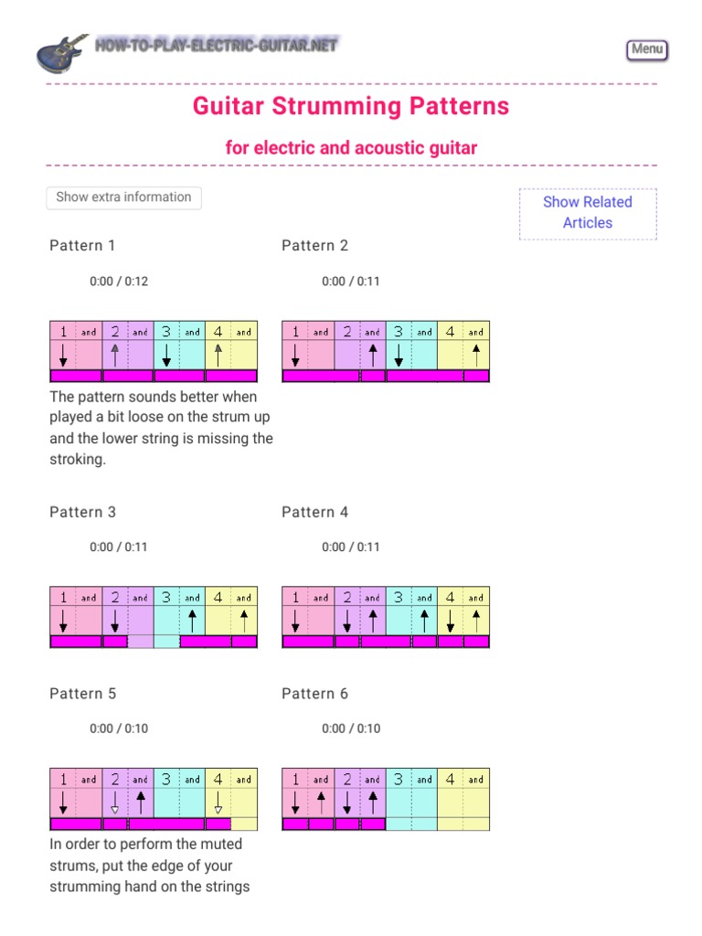 Guitar Strumming Patterns: For Electric and Acoustic Guitar | PDF | Guitars | String Instruments