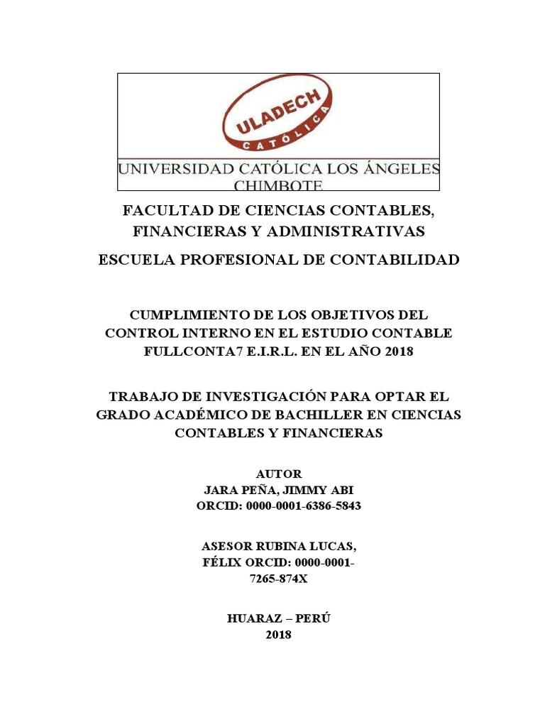 Control Interno Cumplimiento Jara Peña Jimmy Abi | PDF | Evaluación | Metodología de encuesta