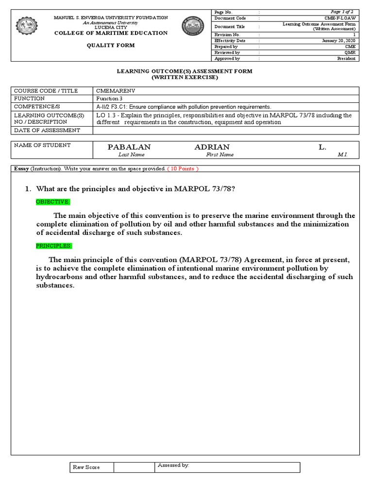Pabalan Adrian L | PDF | Pollution