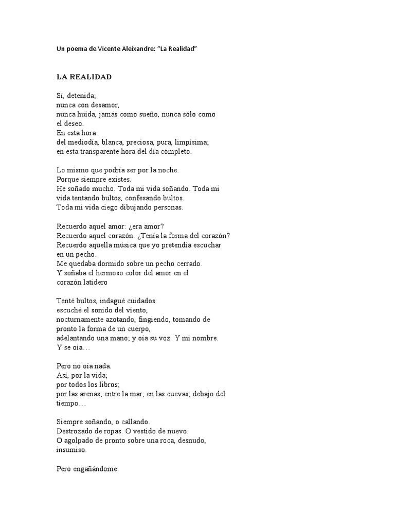 Un Poema de Vicente Aleixandre | PDF