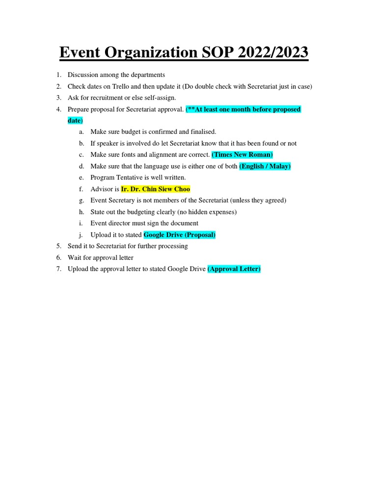 Event Organization SOP | PDF