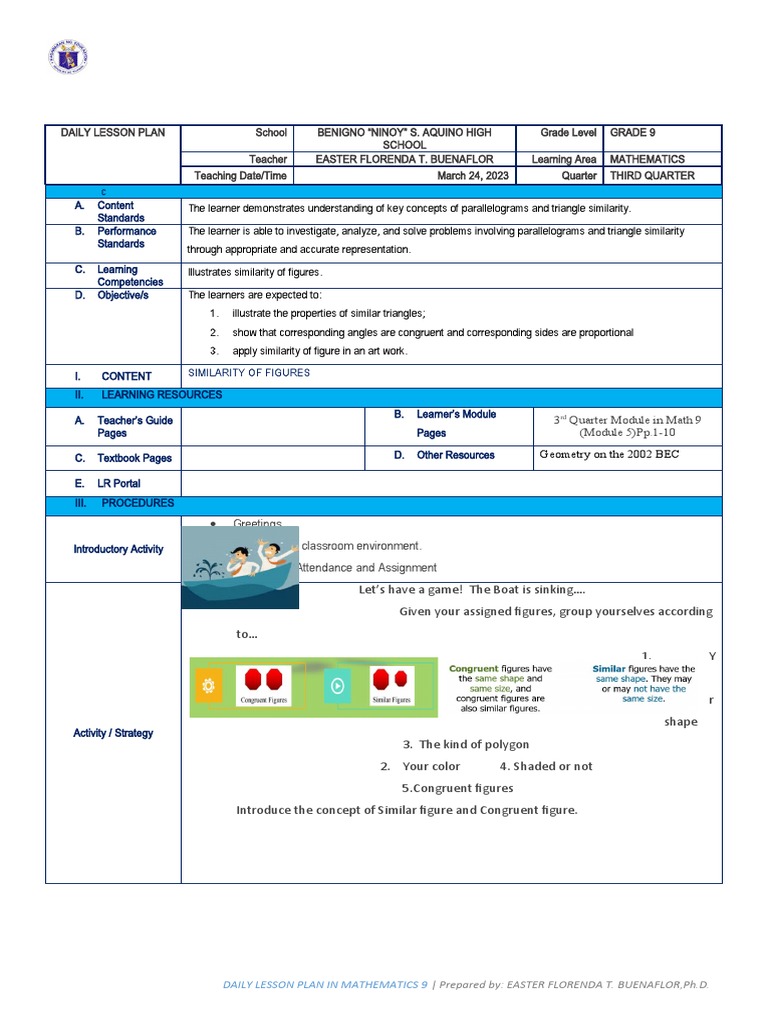 Illustrating Similarity in Figures | PDF | Triangle | Lesson Plan