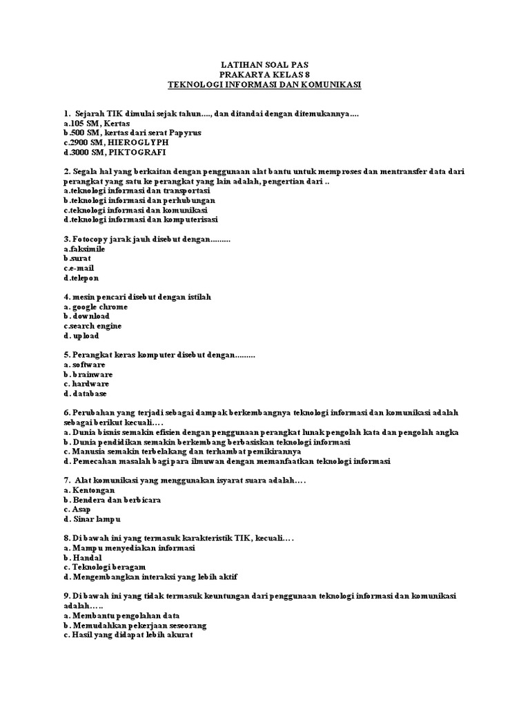 LATIHAN SOAL PRAKTek | PDF