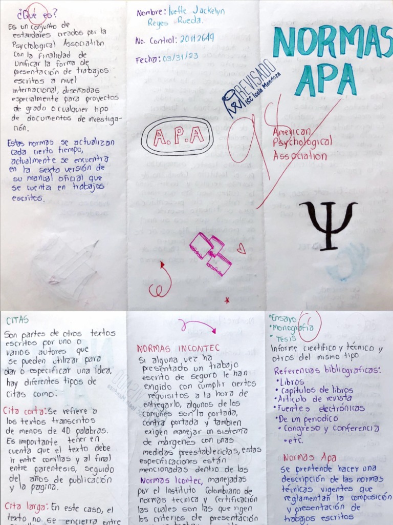 Tríptico - CITAS Y REFERENCIAS DE LAS NORMAS APA | PDF