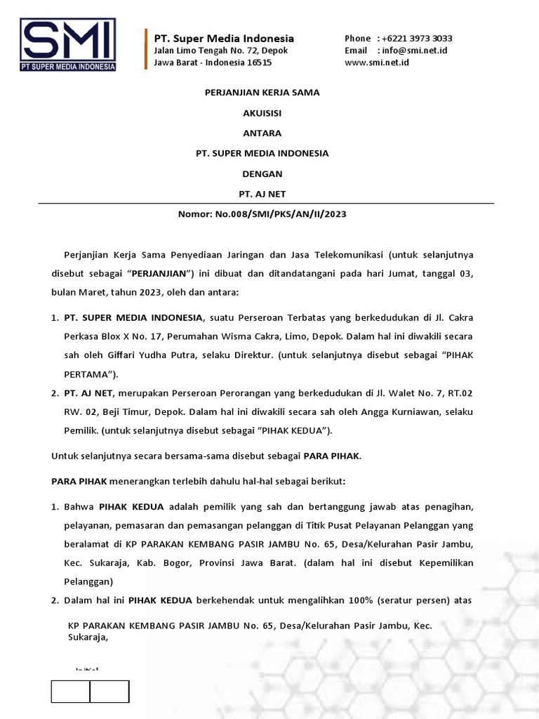 PKS Akuisisi AJ NET-SMI Fix | PDF