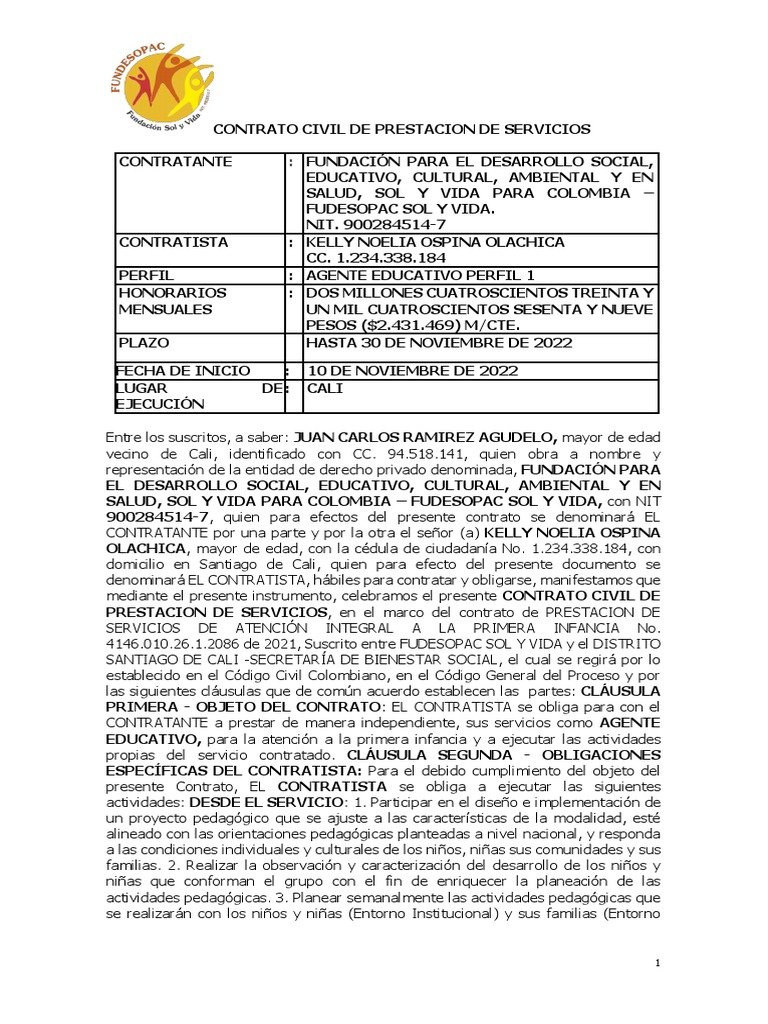 Kelly Ospina Agente Educativo Rafael Zamorano | PDF