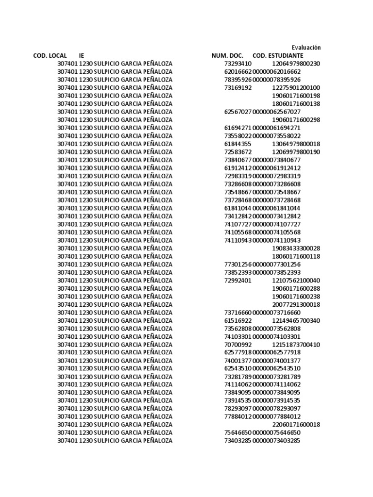 Cod. Local IE Num. Doc. Cod. Estudiante | PDF