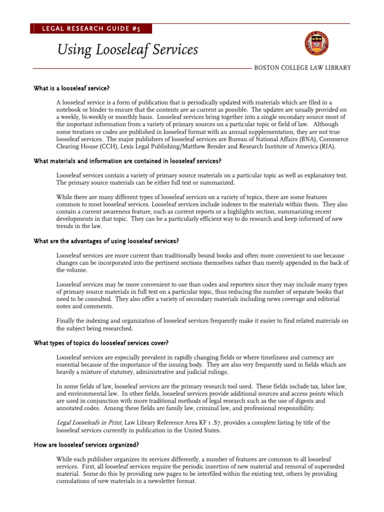 Looseleaf | PDF | Lexis Nexis | Libraries