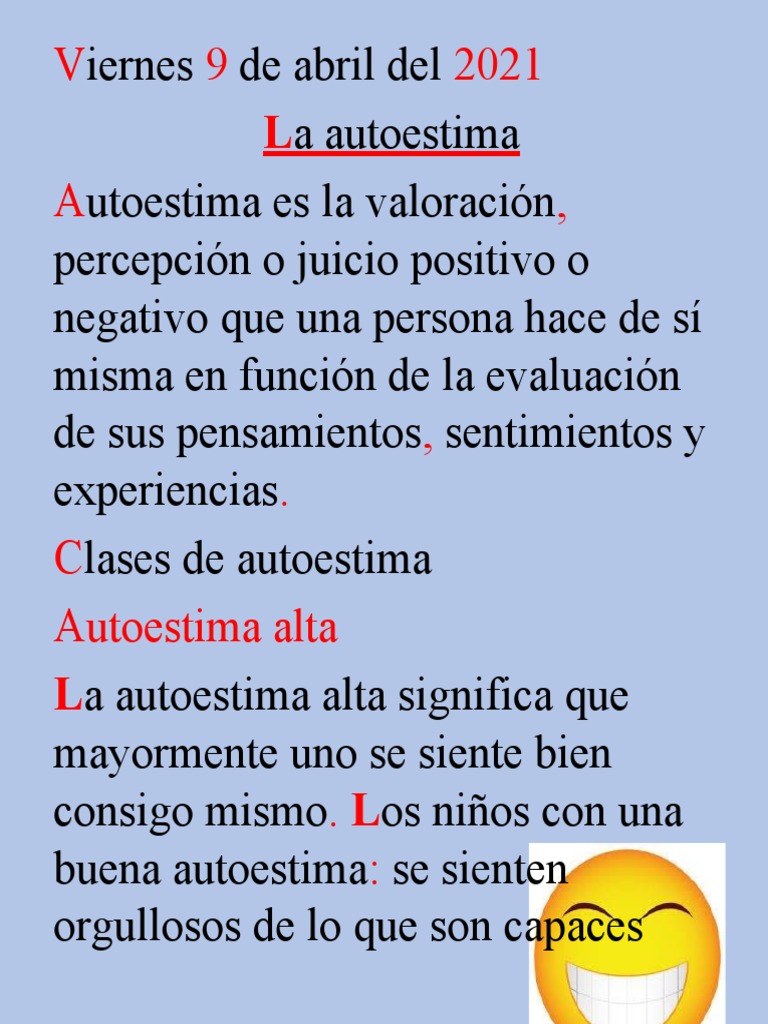 Clases y significado de la autoestima | PDF | Relaciones personales ...