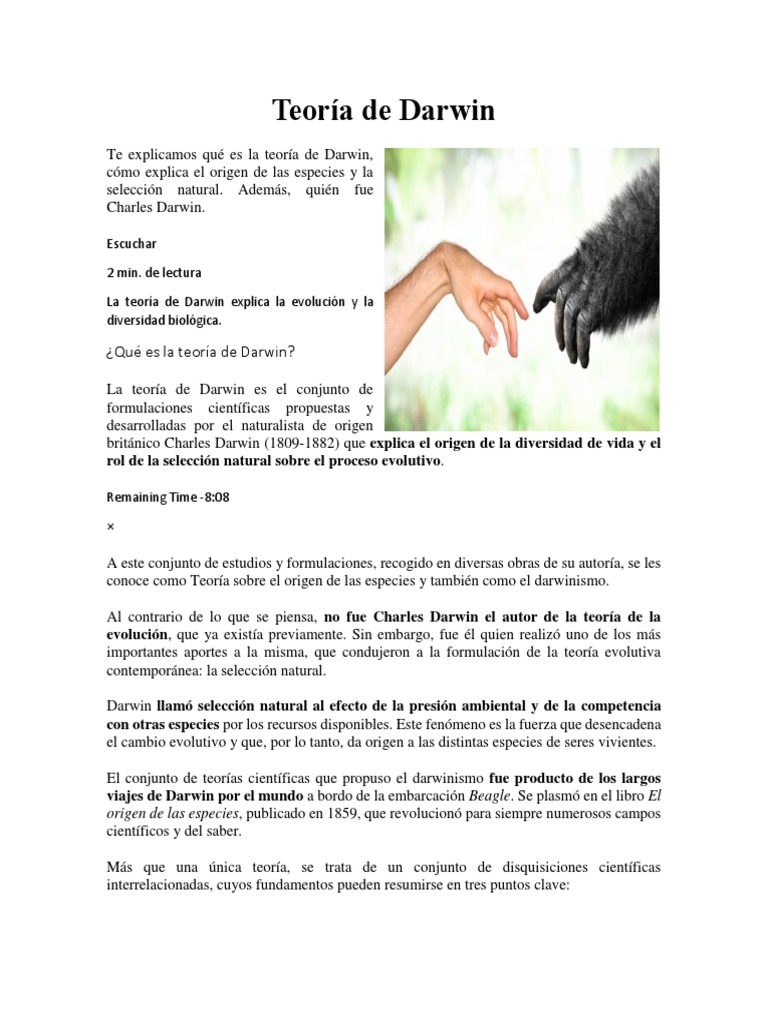Teoría de Darwin | PDF | Evolución | darvinismo