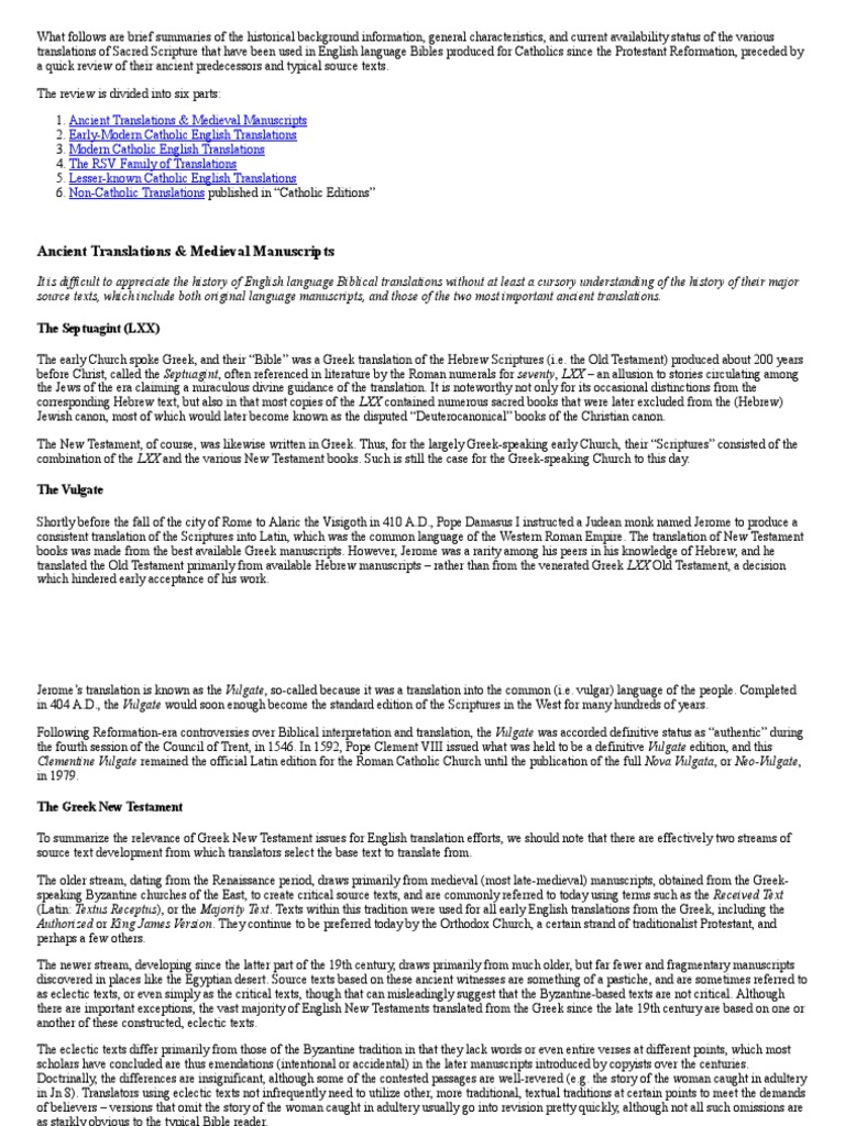Ancient Translations & Medieval Manuscripts | PDF | Septuagint | Bible
