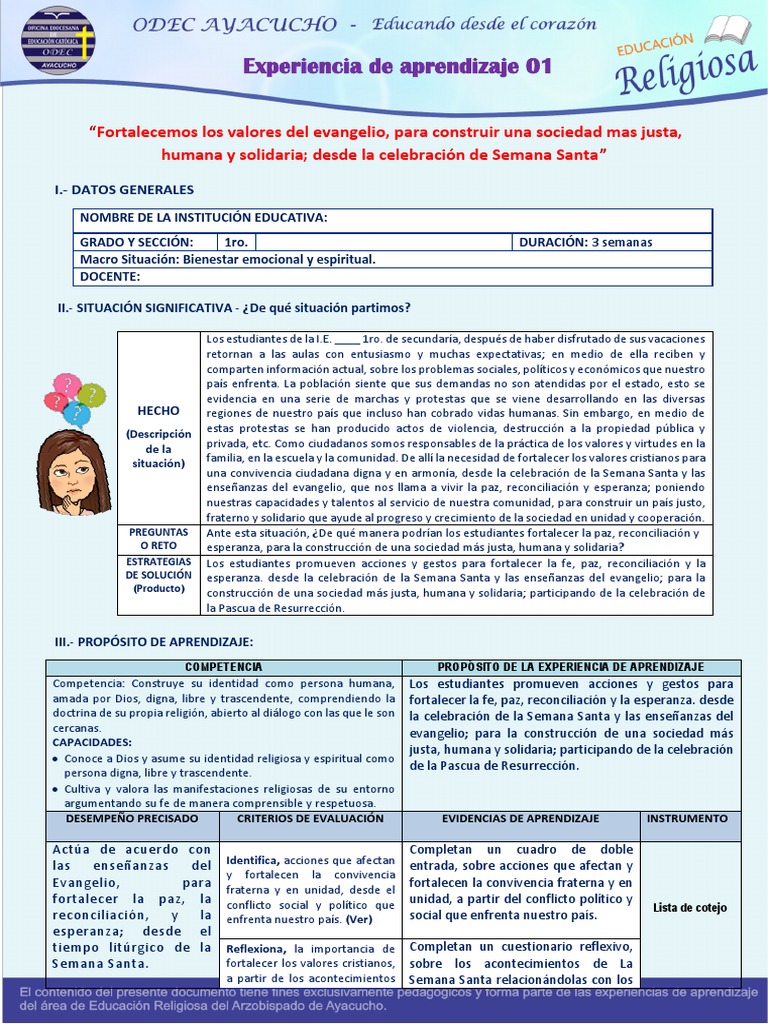 1ro. Planificador EDA | PDF | Aprendizaje | Pascua de Resurrección