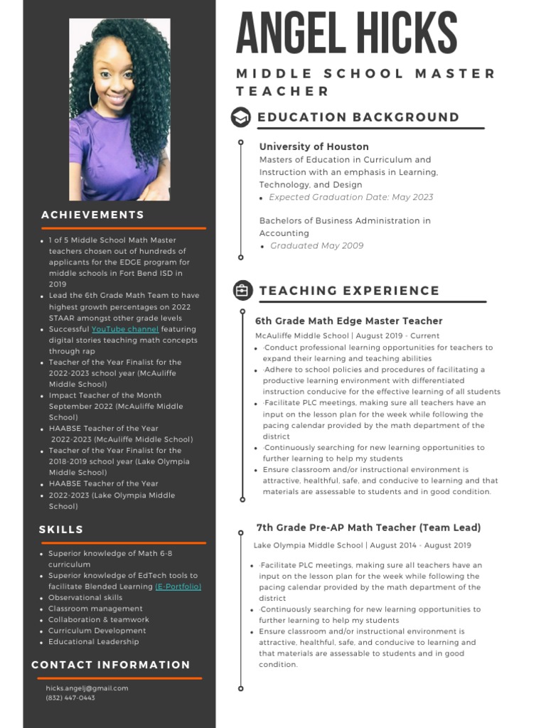 Angel Hicks Resume 2022 | Download Free PDF | Teachers | Learning