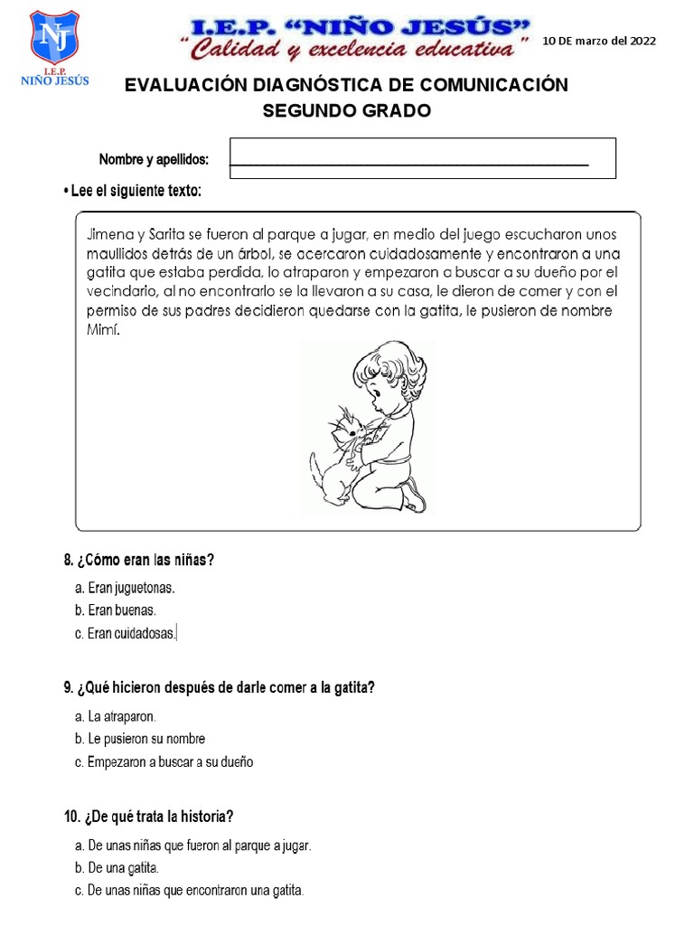 Evaluación Diagnóstica De Comunicación Pdf 6511