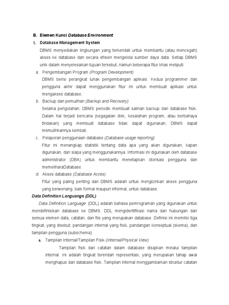Elemen Kunci Database Environment | PDF