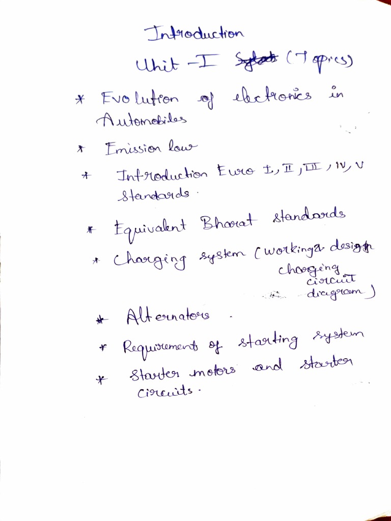 MT8801 Automotive Electronics IV Year Handwritten Notes | PDF