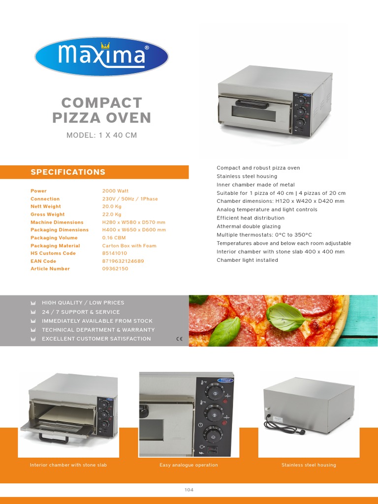 Maxima Compact Pizza Oven 1x40cm | PDF