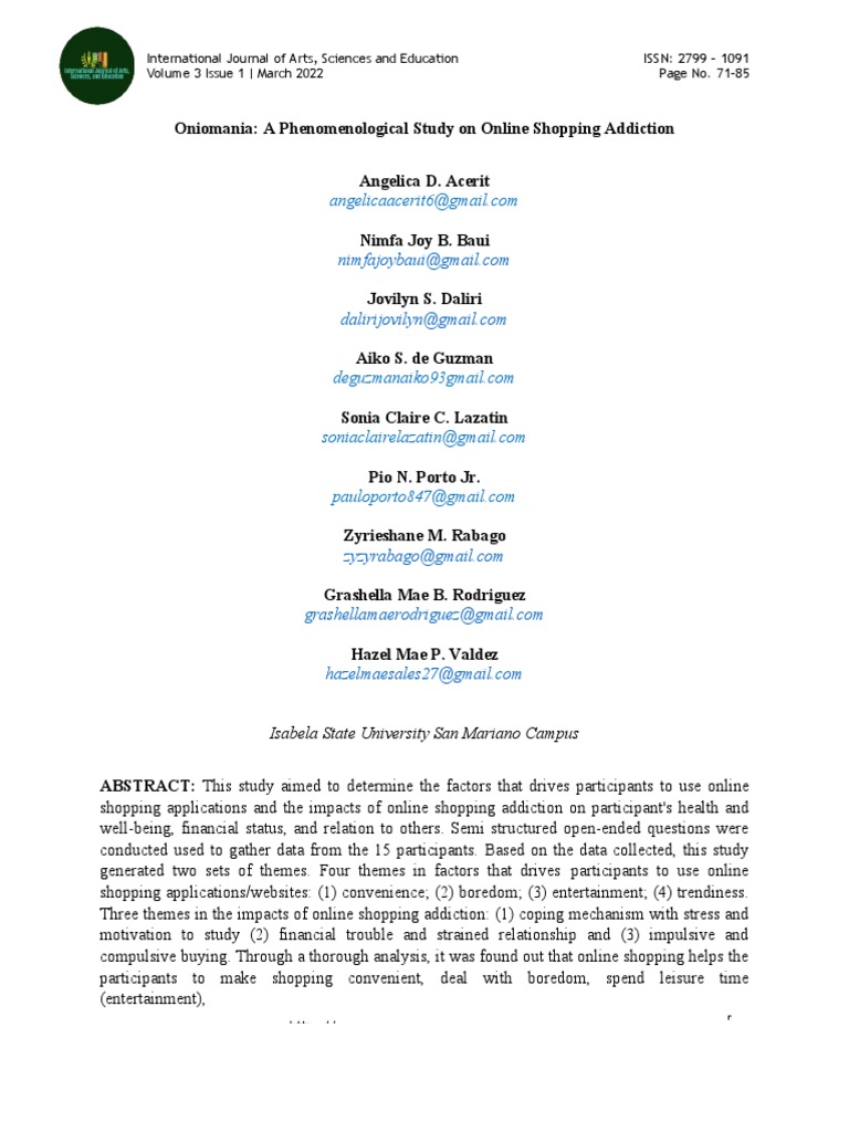International Journal of Arts, Sciences and Education Volume 3 Issue 1 - March 2022 ISSN: 2799 ...