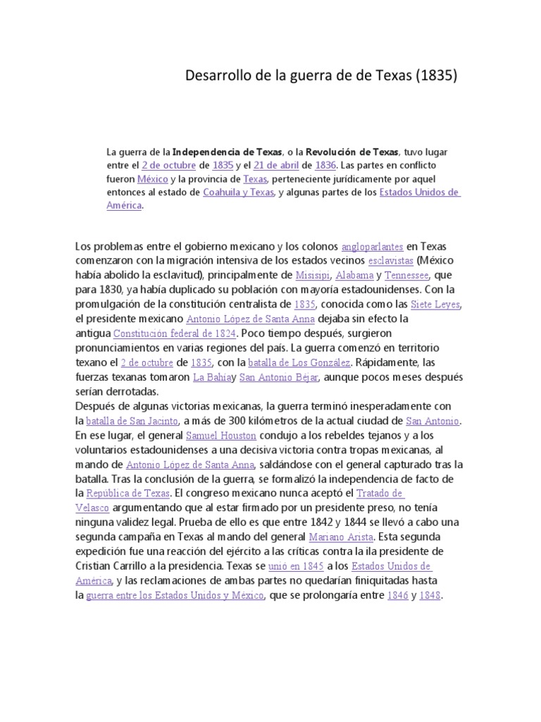 Guerra de Independencia de Texas | PDF | Historia