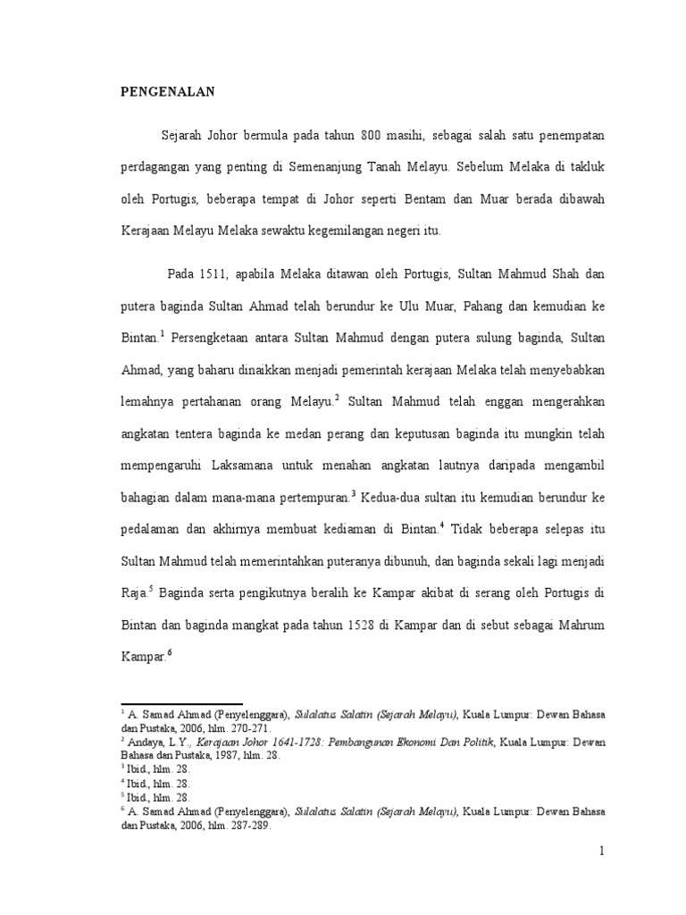 Sejarah Awal Kerajaan Johor dan Perang Melaka | PDF | Perjalanan