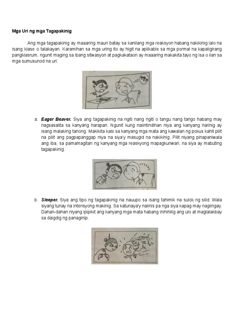 Mga Uri NG Mga Tagapakinig | PDF