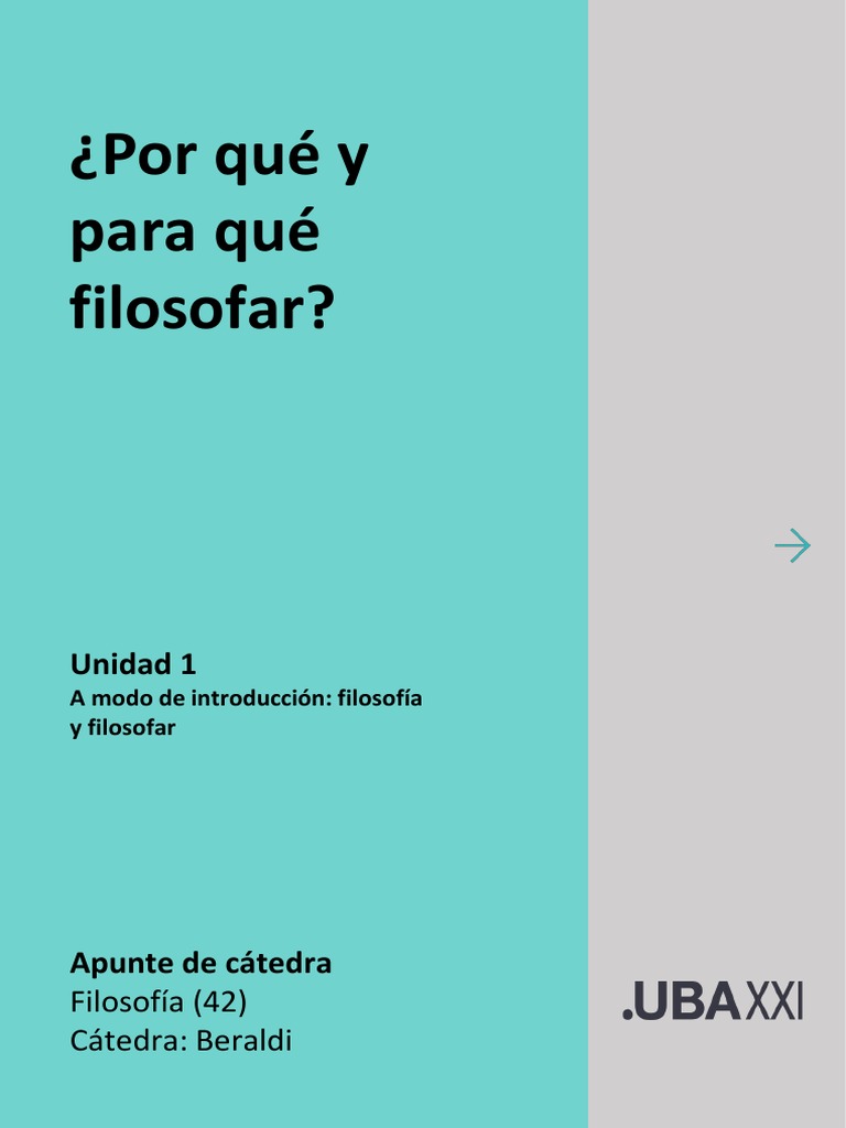 Unidad 1. Por Qué y para Qué Filosofar - Editable 27 02 23 | PDF ...