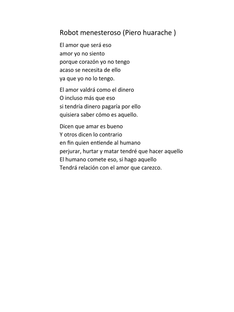 Poema Robot Menesteroso | PDF