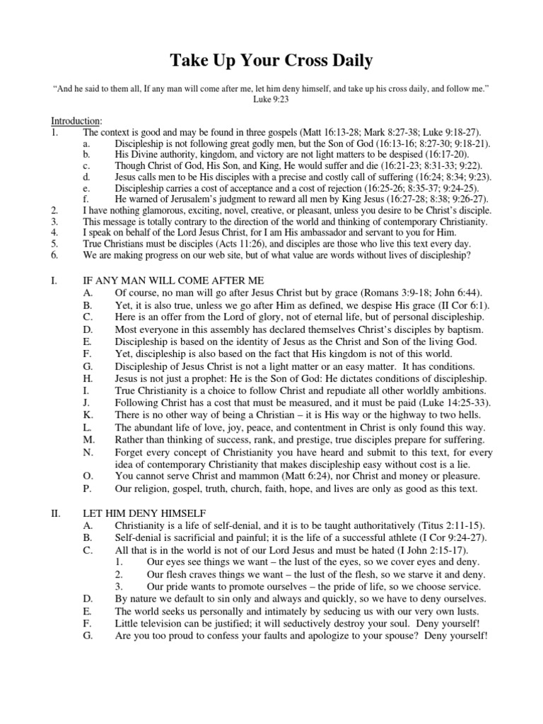 Take Up Your Cross Daily | PDF | Disciple (Christianity) | Jesus