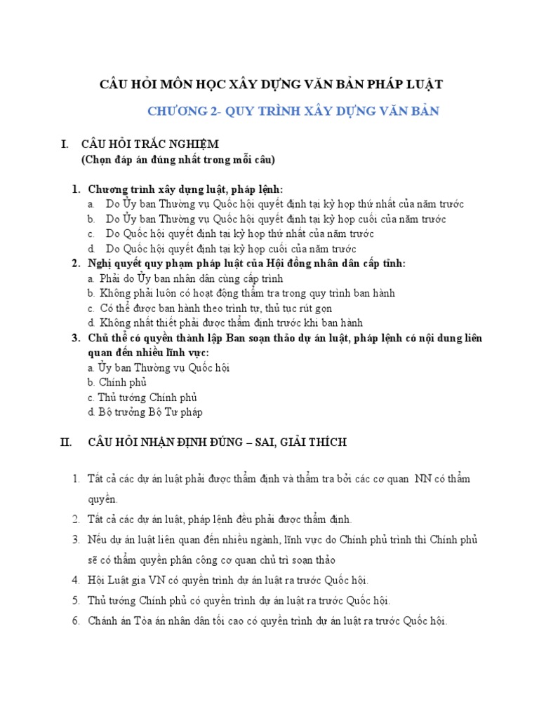 T8-2020 - Chuong 2 - Câu hỏi ôn tập - XDVB | PDF