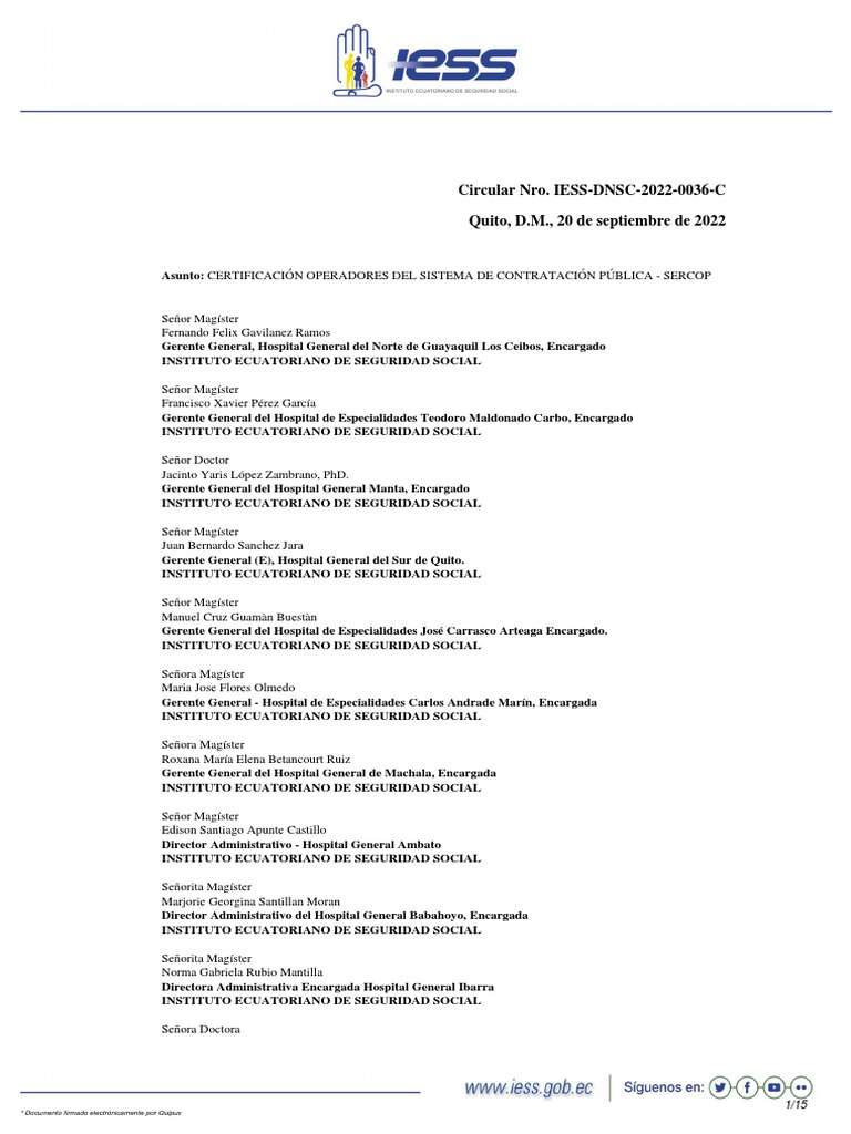 Iess DNSC 2022 0036 c0385841001663882199 | PDF | Ecuador | Gobierno